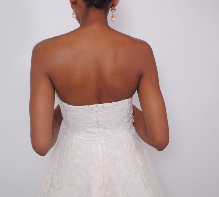 back view strapless lace mini dress | Dreamers and Lovers