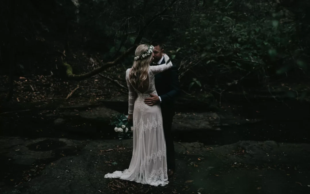 Bride-Hannah-wearing-the-Lisa-Lace-Gown | Dreamers and Lovers