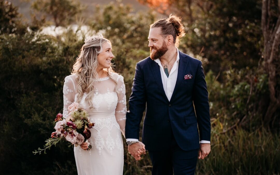 Bride Sarah wearing Lisa Wedding Dress | Dreamers and Lovers