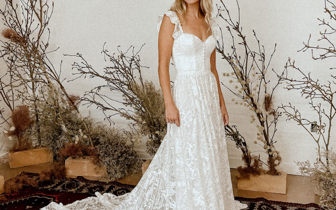 Emma Fit and Flare Lace Wedding Dress with Romantic Straps | Dreamers ...